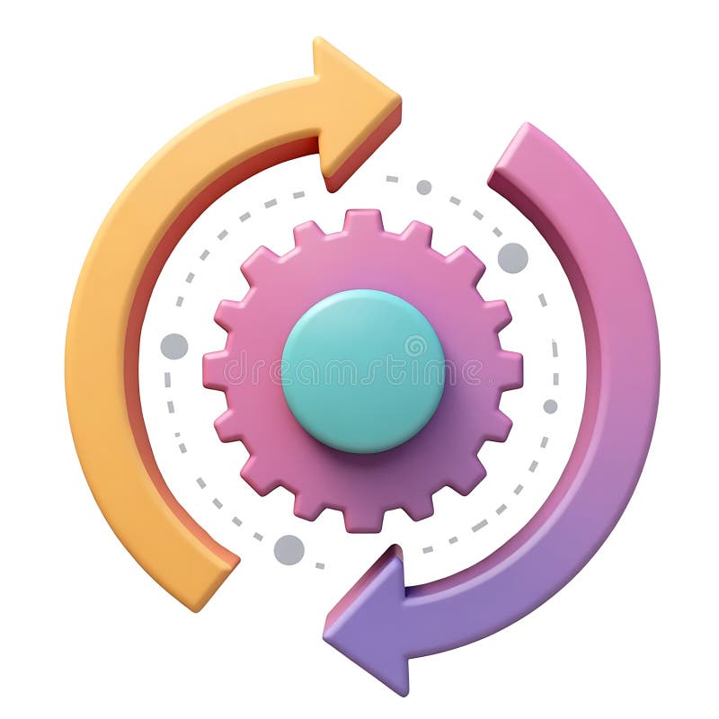 Colorful Gear Process Cycle Arrows Workflow System Design Stock ...