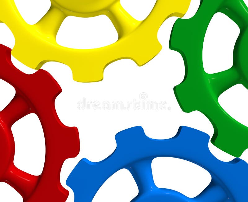 Four Gears Working Together Stock Illustration - Illustration of design ...
