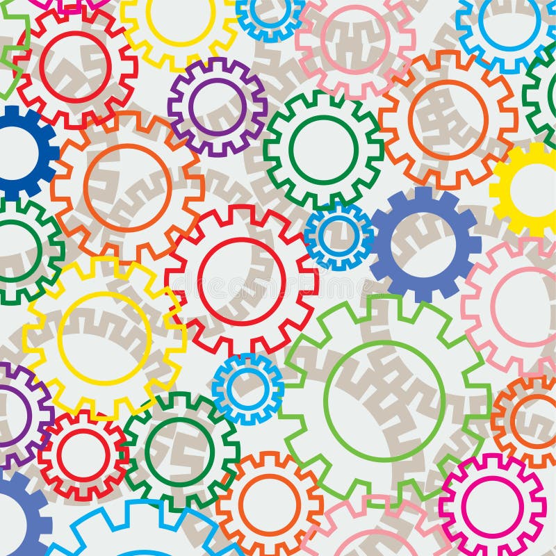 Colorful gears stock vector. Illustration of background - 13415348