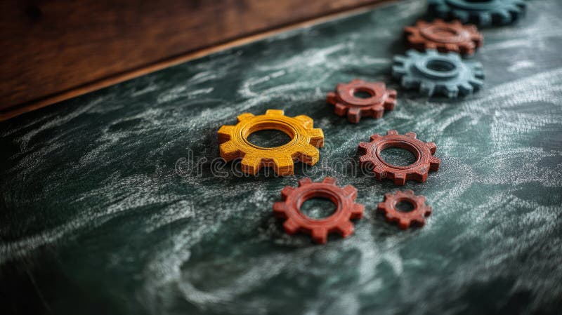 Colorful Gears on a Chalkboard Symbolizing Teamwork and Creativity ...