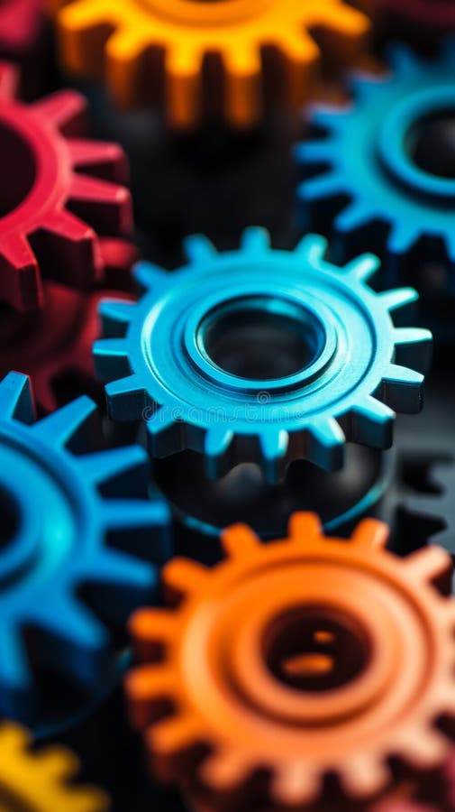 Colorful Gears in Close-up, Mechanical Concept Stock Photo - Image of ...