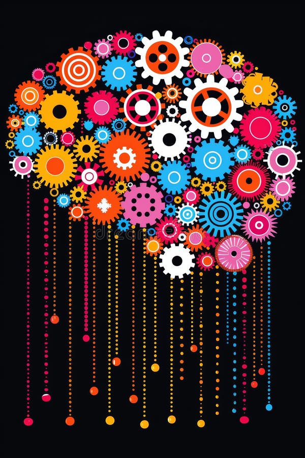 Colorful Gears and Cogs Forming a Brain Shape, Symbolizing Creativity ...