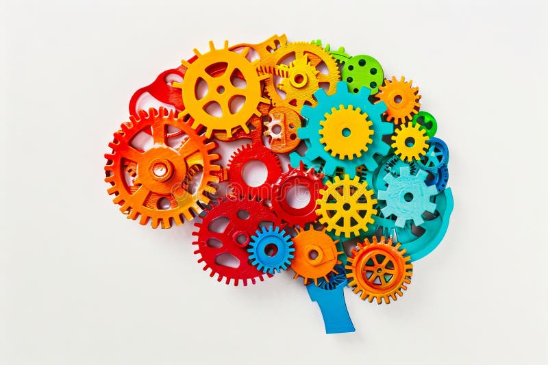 A Colorful Gears and Cogs Shaped Brain Stock Image - Image of shaped ...