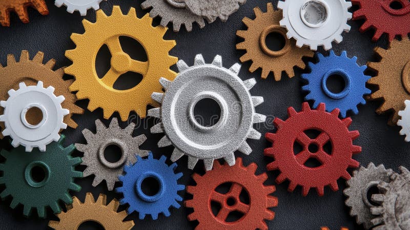 Colorful Gears and Cogs a Vibrant and Dynamic Arrangement Showcasing ...