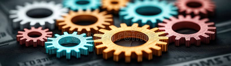 Colorful Gears Displayed on a Textured Surface, Symbolizing Industry ...
