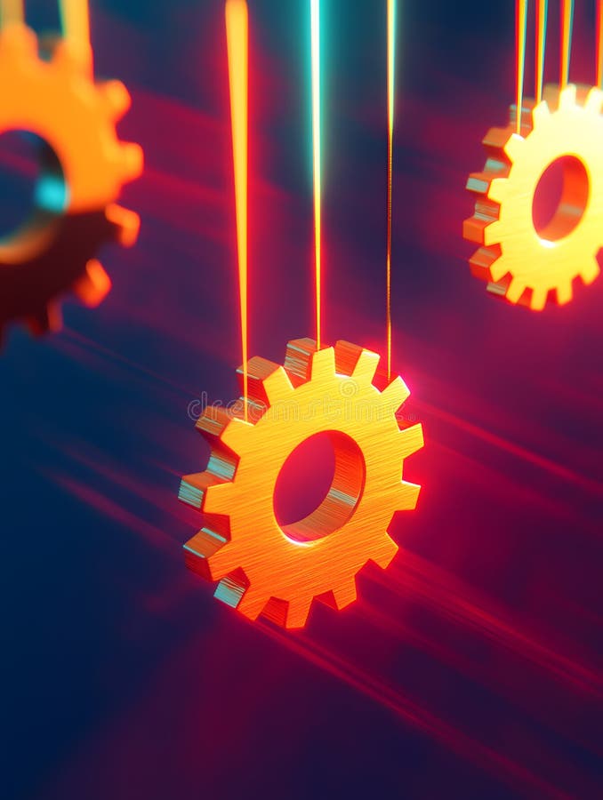 Colorful Gears in a Dynamic Setting. Stock Illustration - Illustration ...
