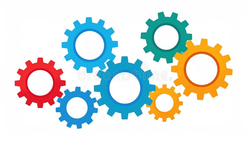 Colorful Interlocking Gears: Teamwork, Collaboration, and Success Stock ...