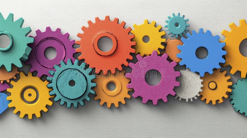 Colorful Gears Interlocking for Success a Vibrant Visual Depiction of ...