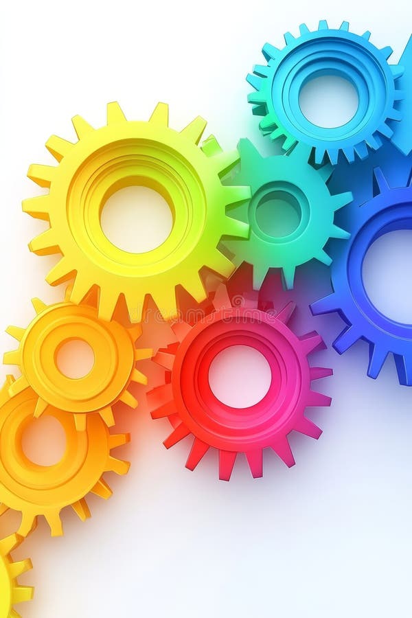 Colorful Gears in Motion, Vibrant Representation of Innovation in ...