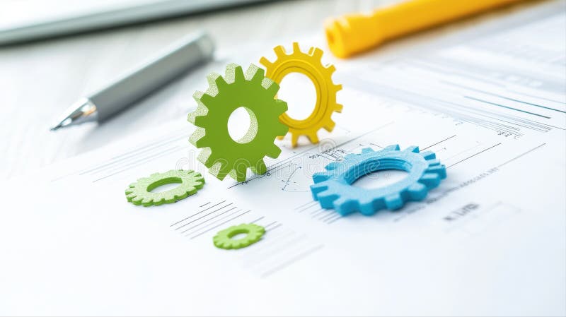 Colorful Gears Representing Efficient Process Improvement Resting on a ...