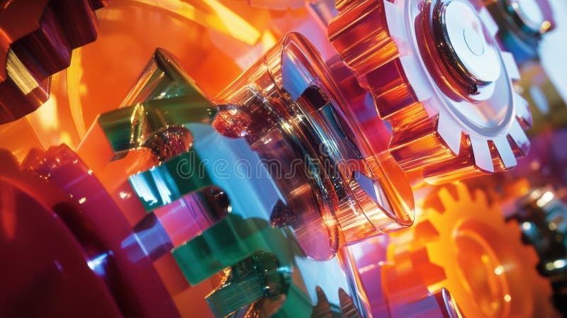 Vibrant Gears Interlocking Complex Motion Colorful Machinery Stock ...