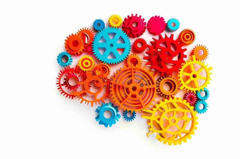 Colorful Gears in the Shape of a Brain Stock Photo - Image of shape ...