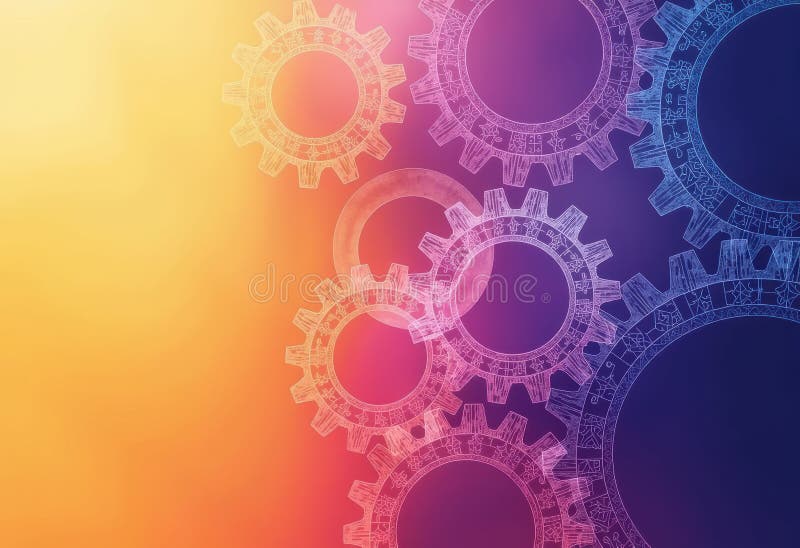 Colorful Gears on a Vibrant Gradient Background, Symbolizing Innovation ...