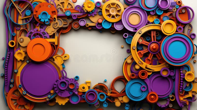 Colorful Gears and Wheels in a Frame, AI Stock Photo - Image of ...