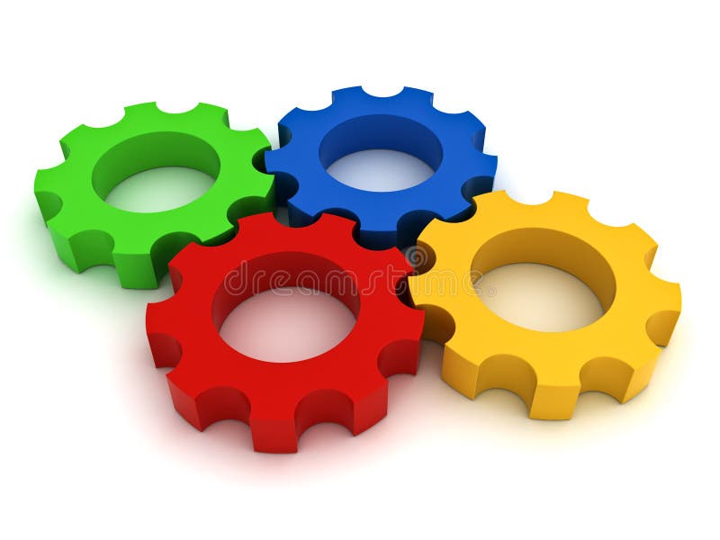 Colorful Gears on white stock illustration. Illustration of cogwheel ...