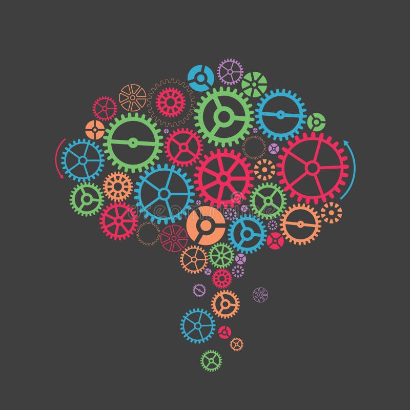 Human Brain Build Out of Cogs and Gears Stock Vector - Illustration of ...