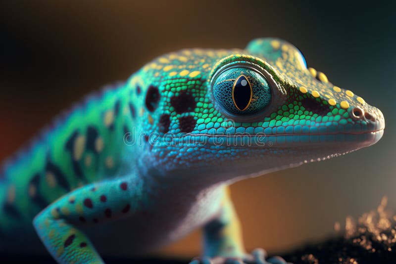 Colorful Gecko Close-up on a Dark Background. Stock Illustration ...