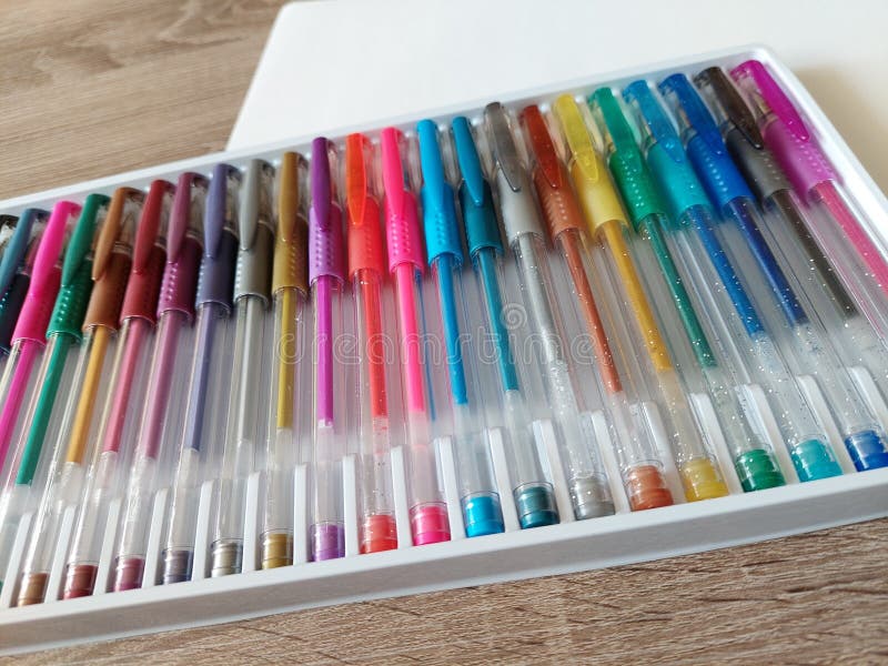 Colorful gel pens stock image. Image of craft, creative - 281388423