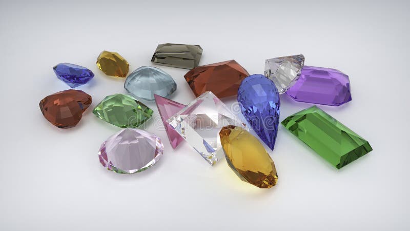 Colorful Gems Isolated on White Background Stock Illustration ...