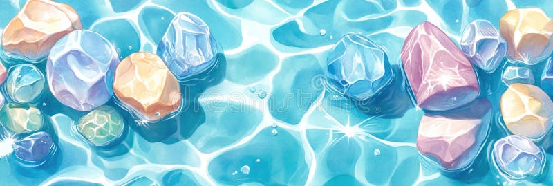 Colorful Gems Under Water with Sunlight Reflection Stock Photo - Image ...