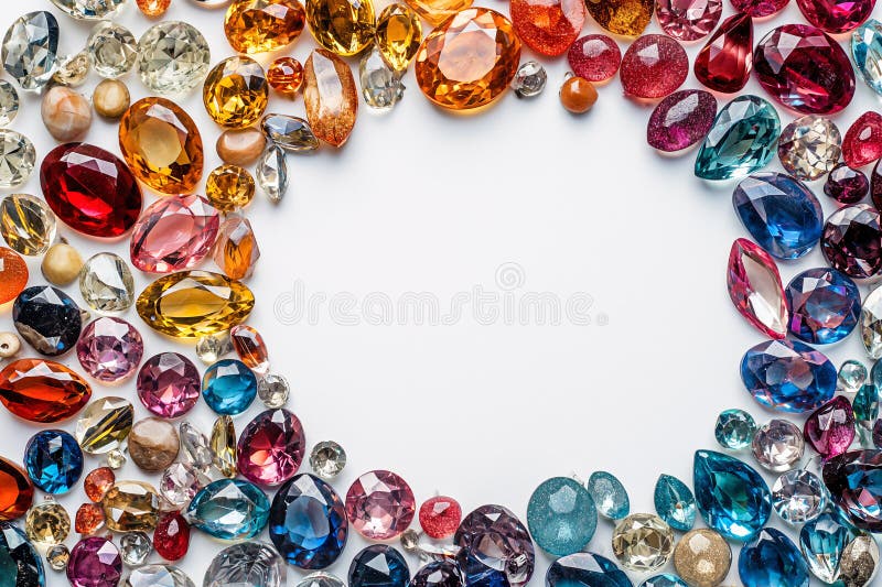 Colorful Gems on White. Colorful Sapphires, Ruby, Amethyst, Topaz ...