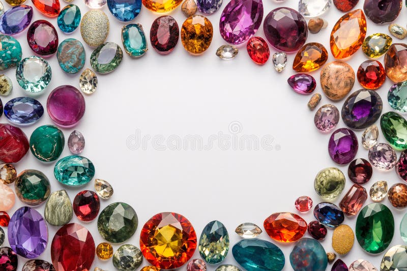 Colorful Gems on White. Colorful Sapphires, Ruby, Amethyst, Topaz ...