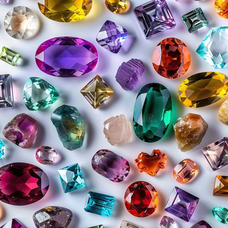 Colorful Gemstone Collection on White Background Stock Illustration ...
