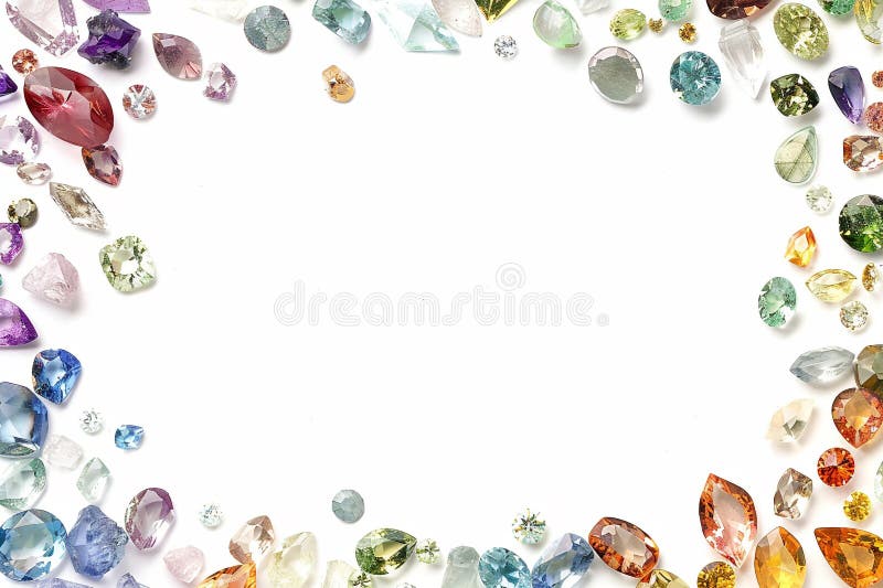 Colorful Gemstone Frame on White Background Stock Image - Image of ...