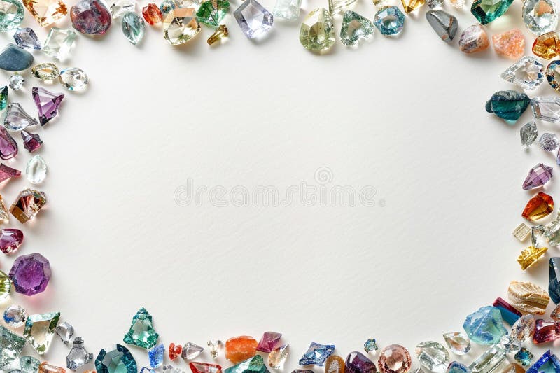 Colorful Gemstone Frame on White Background Stock Photo - Image of ...