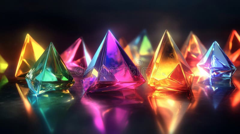 Colorful Gemstones on Reflective Surface Stock Illustration ...