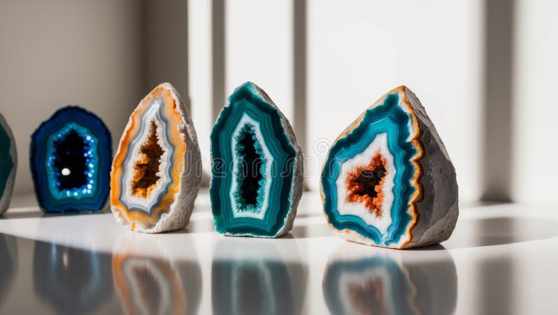 Colorful Geode Crystals Displayed in Natural Light. Stock Image - Image ...