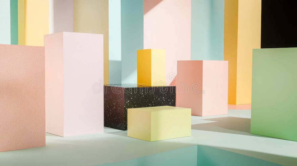 Colorful Geometric Abstract Background with Multi-level Podiums for ...