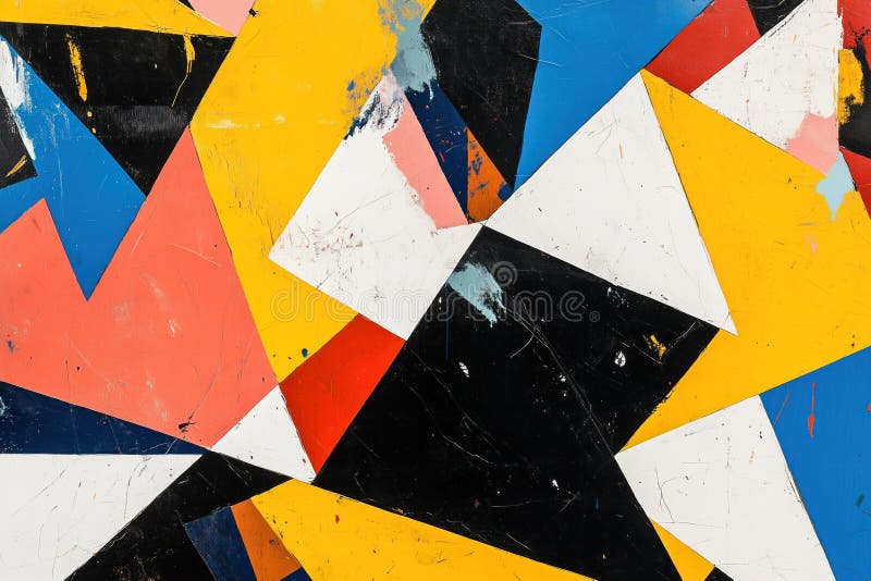 Colorful Geometric Abstract Background Showing Triangles and Paint ...