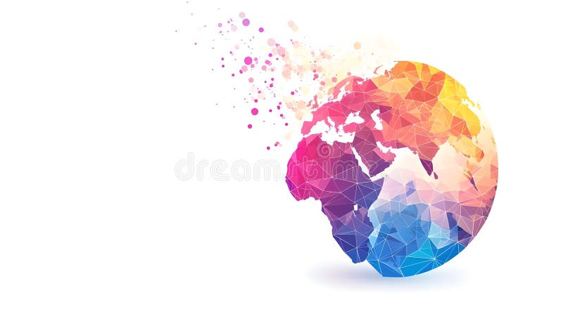 Colorful Geometric Abstract Earth Globe Sphere Graphic Template Concept ...