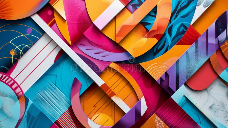 Colorful Geometric Abstract with Overlapping Shapes and Vibrant Hues ...