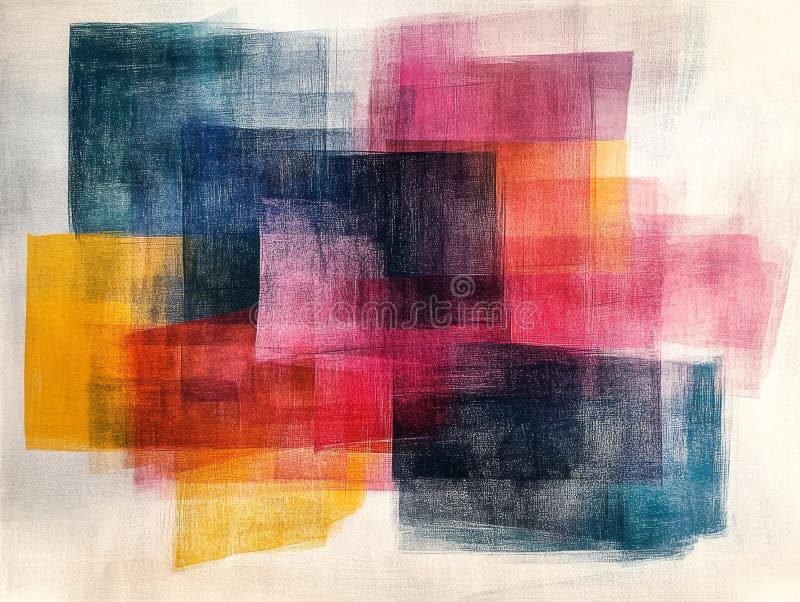 A Colorful and Geometric Abstract Painting Featuring a Mosaic-like ...