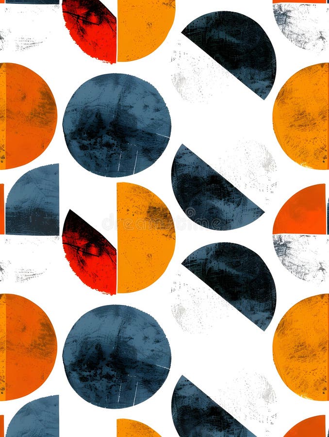 Colorful Geometric Abstract Pattern with Semi Circles and Triangles ...