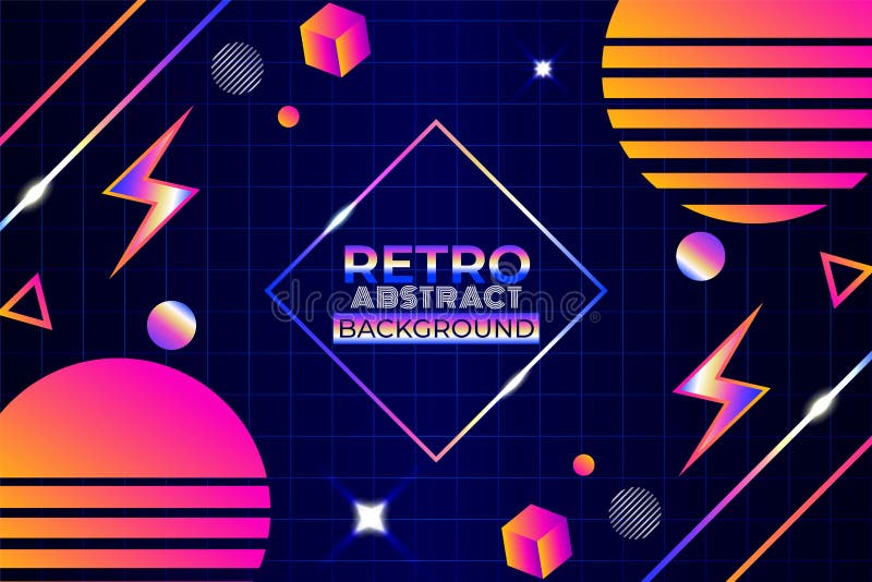 Colorful Geometric Abstract Retro Style Glow in the Dark Background ...