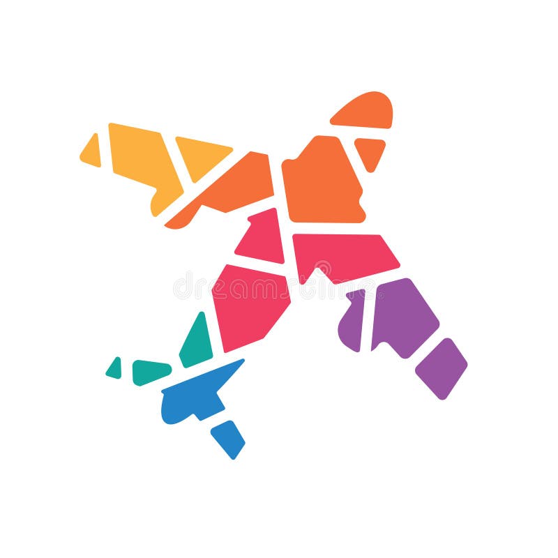 Colorful Geometric Airplane Icon Stock Vector - Illustration of fast ...