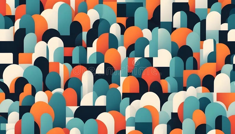 Colorful Geometric Arch Shapes Create an Abstract Design with a ...