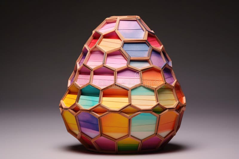 Colorful Geometric Beehive-shaped Sculptures Stock Illustration ...