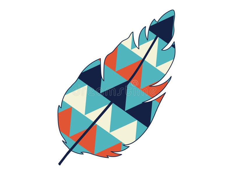 Colorful Geometric Bird Feather Illustration with Triangular Patterns ...