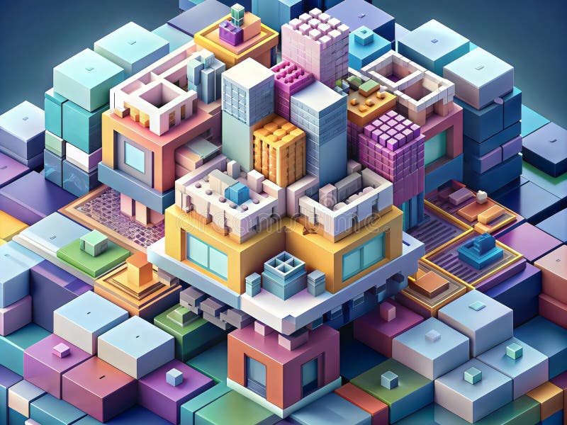 Colorful Geometric Block City Architecture Design Structure Stock ...