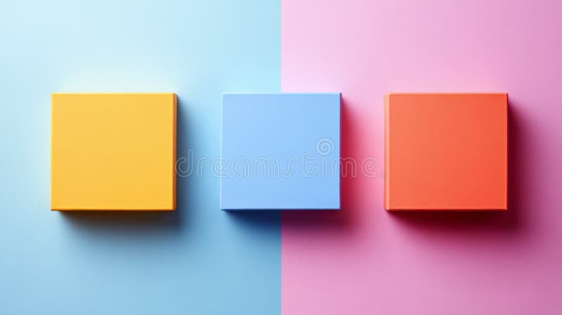 Colorful Geometric Blocks Arranged on a Split Pastel Background Stock ...