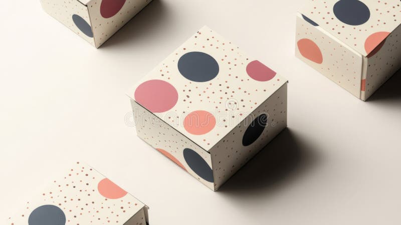 Colorful Geometric Boxes with Pink and Orange Circles Pattern Stock ...