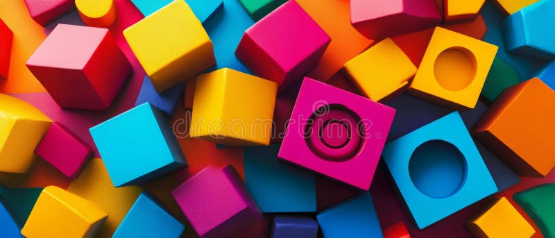 Colorful Geometric Building Blocks Creating a Playful Texture and ...
