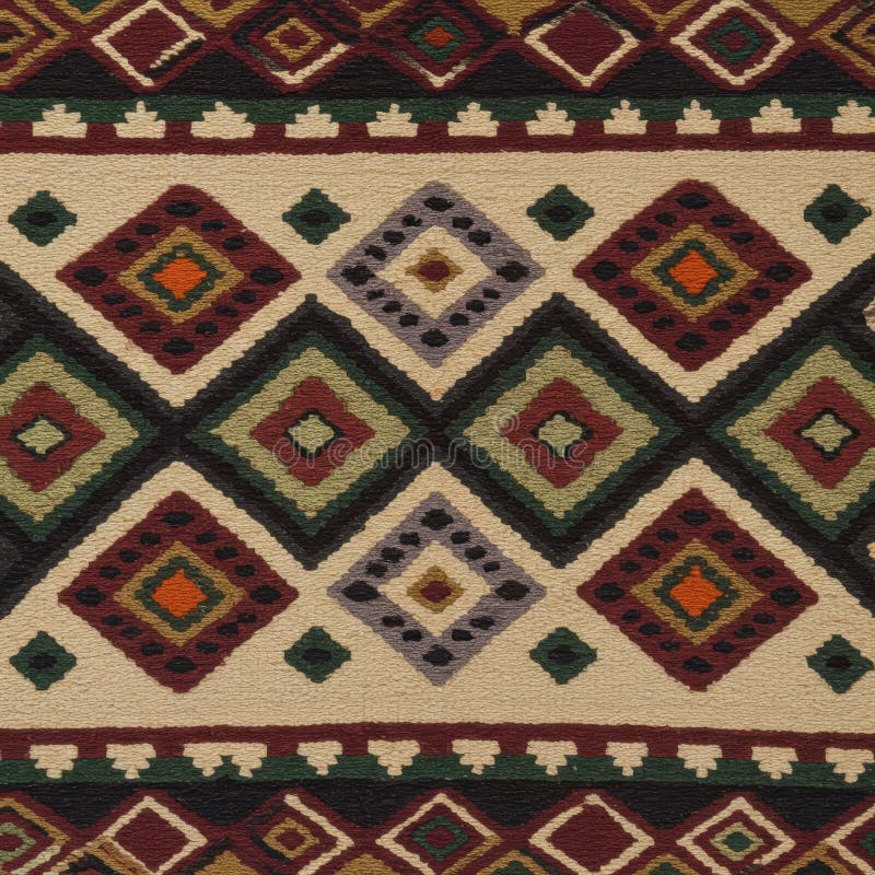 Colorful Geometric Carpet Pattern with Intricate Diamond Shapes Stock ...