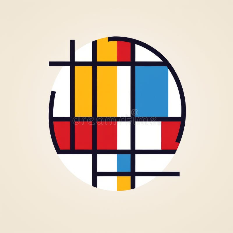 Colorful Geometric Circle: a Vibrant De Stijl Inspired Artwork Stock ...