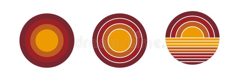 Colorful Geometric Circles with Red and Yellow Concentric Designs Stock ...