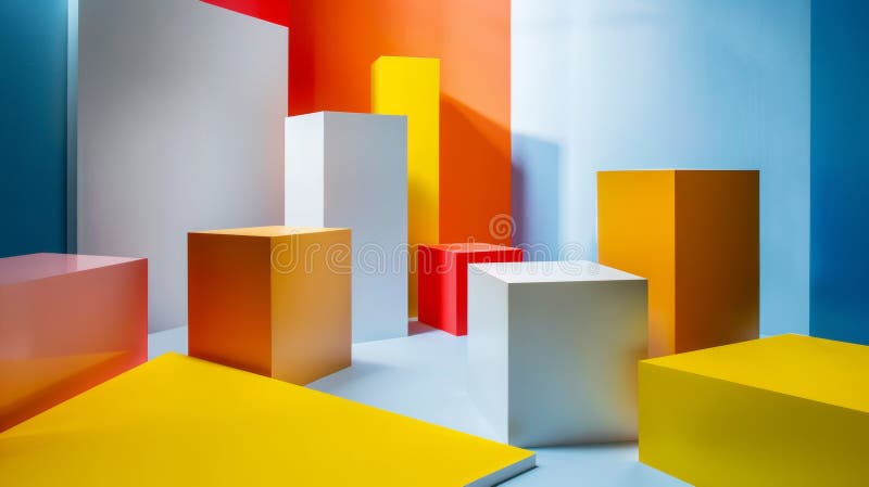 Colorful Geometric Cubes in an Abstract Studio Setting Stock Photo ...
